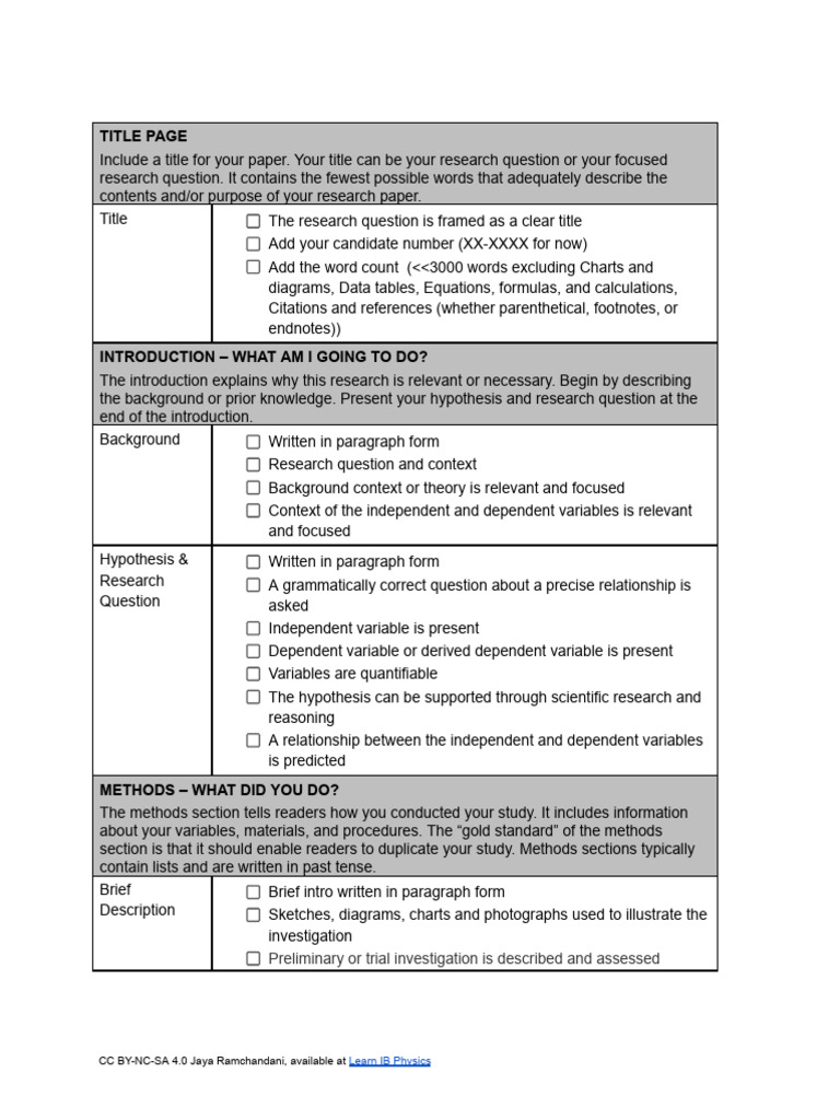 IB Physics IA Structure and Guidelines | PDF