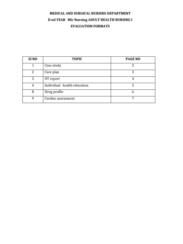 Evaluation Formats 2nd BSC AHN I | PDF | Clinical Medicine | Medicine