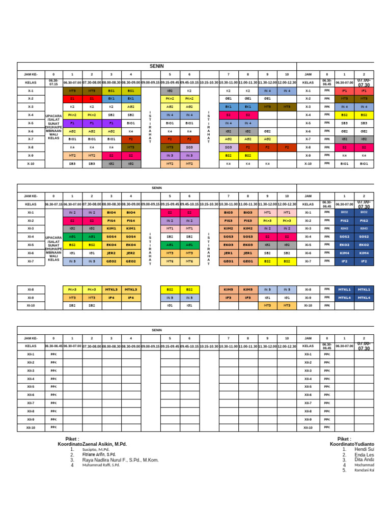 Jadwal Pelajaran Sem1 Ta. 2024 2025 Terbaru Genap - Fixxx 1 | PDF