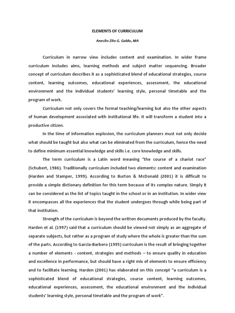 Key Elements of Curriculum Design | PDF | Curriculum | Teaching Method