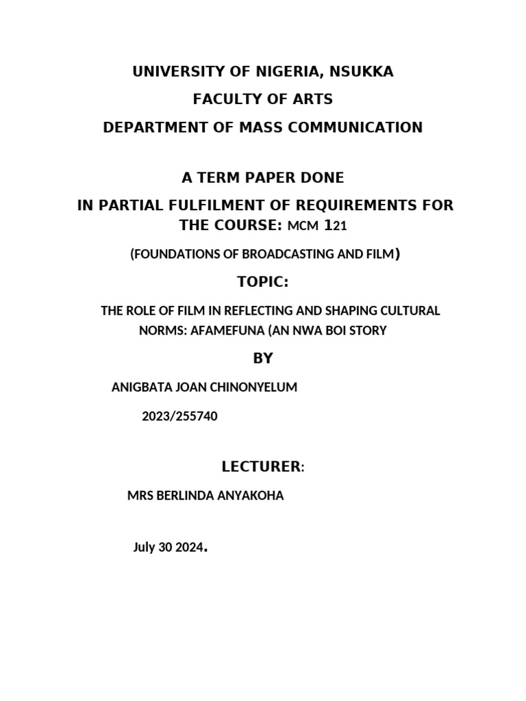 Film and Broadcasting Assignment | PDF