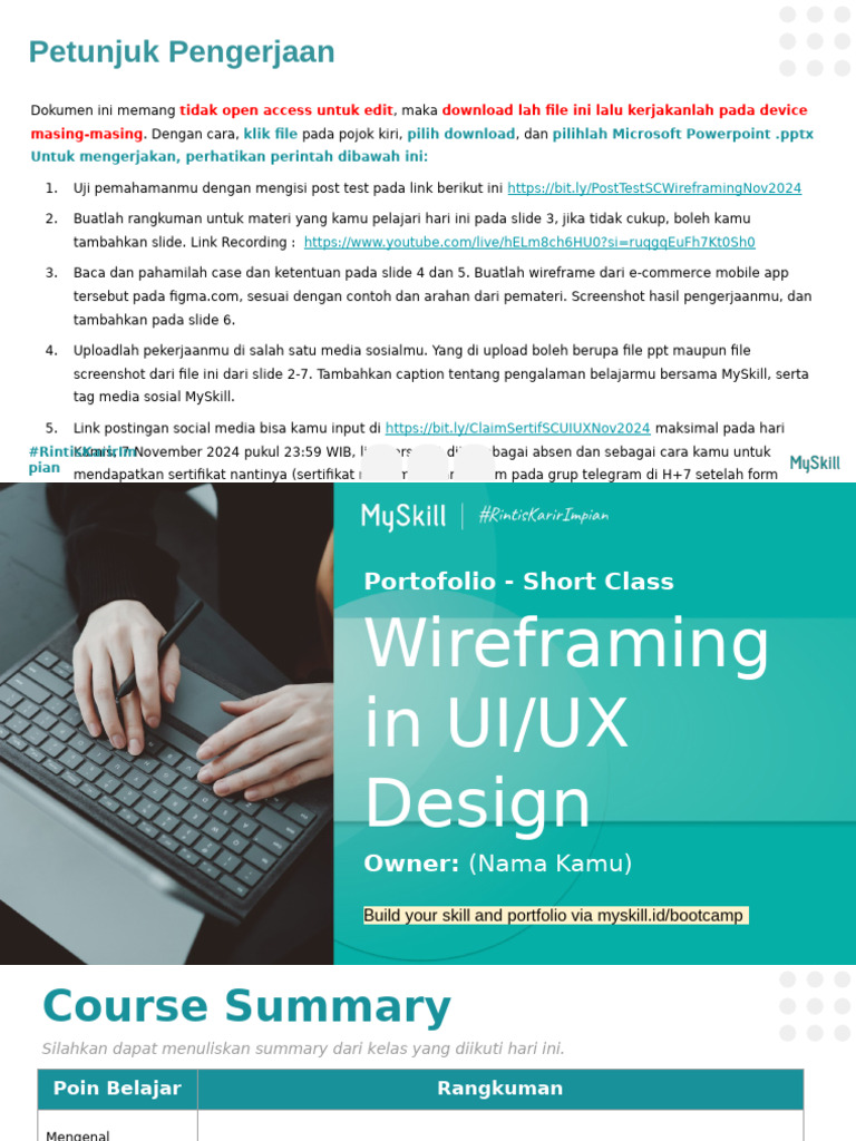 Mini Task Short Class - Wireframing in UI - UX Design | PDF