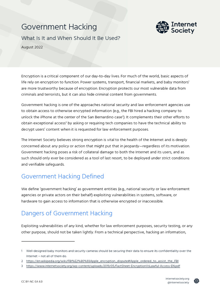 Government Hacking: Risks and Guidelines | PDF | Security | Computer ...