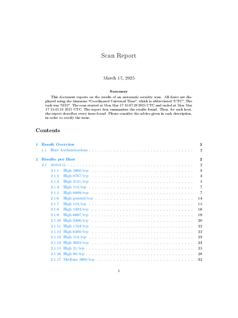 Vulnerability Scan Report - Sample | PDF | File Transfer Protocol ...