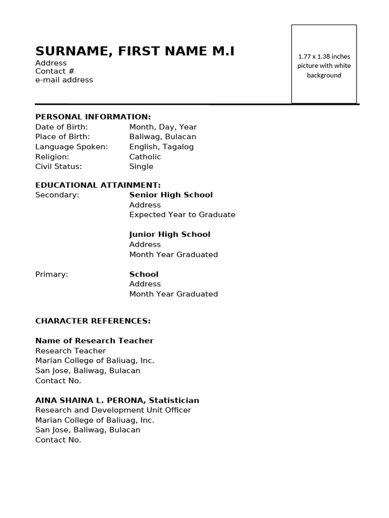 Curriculum Vitae Format | PDF