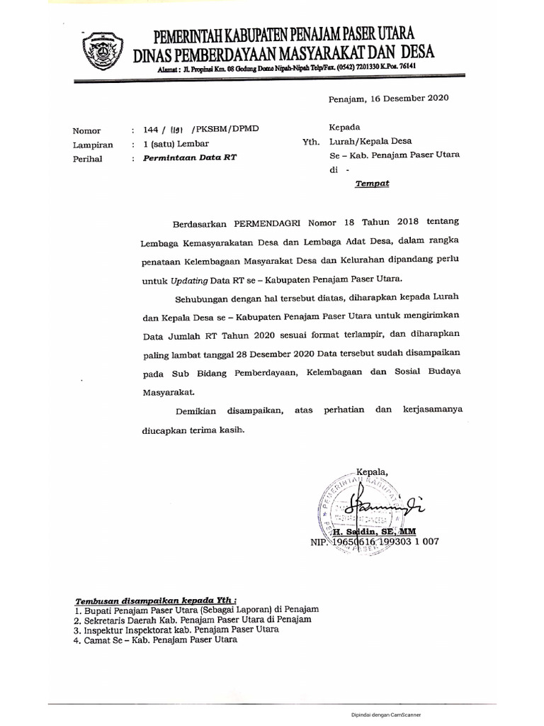 Permintaan Data RT | PDF