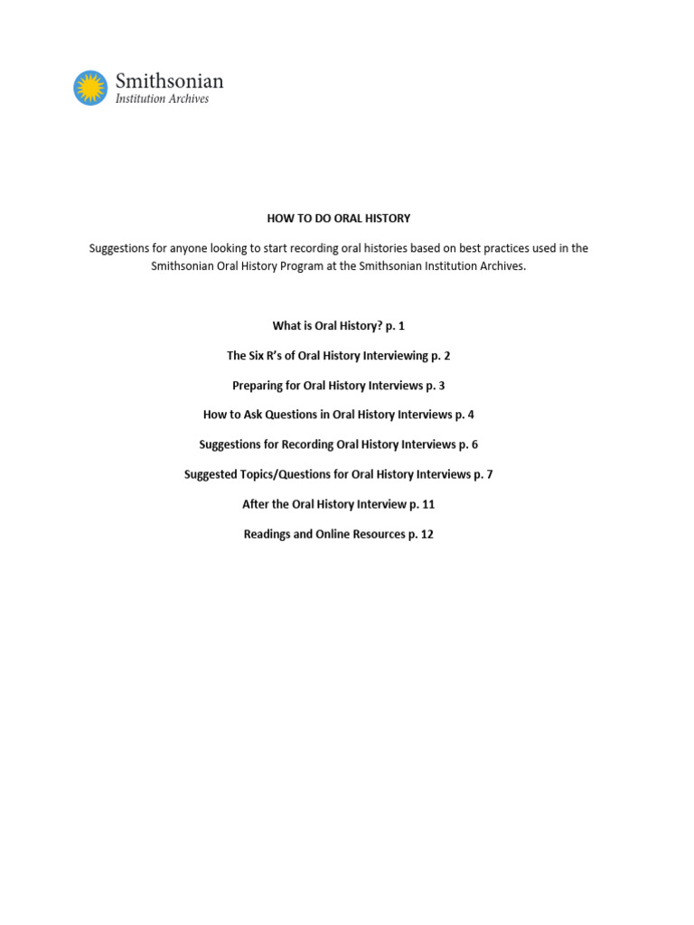 How To Do Oral History Guide 2020 | PDF | Oral History | Interview