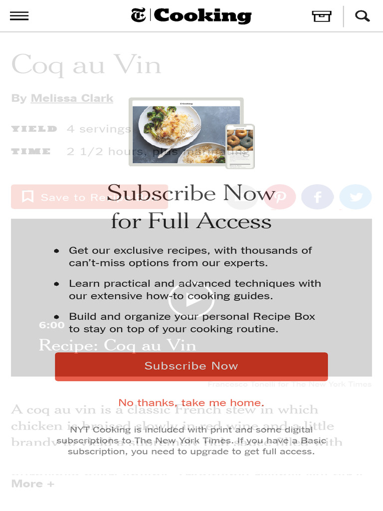 Coq Au Vin - Cooking | PDF