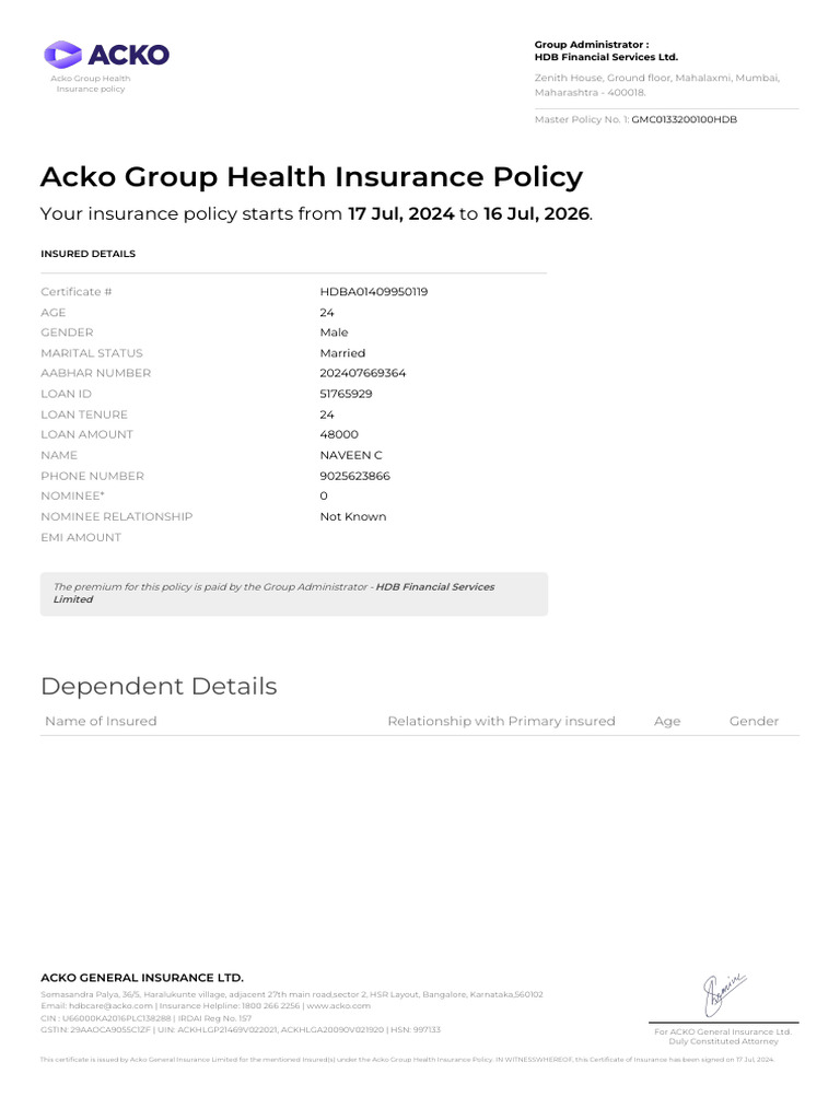 Acko Group Health Insurance Overview | PDF | Insurance | Financial Services