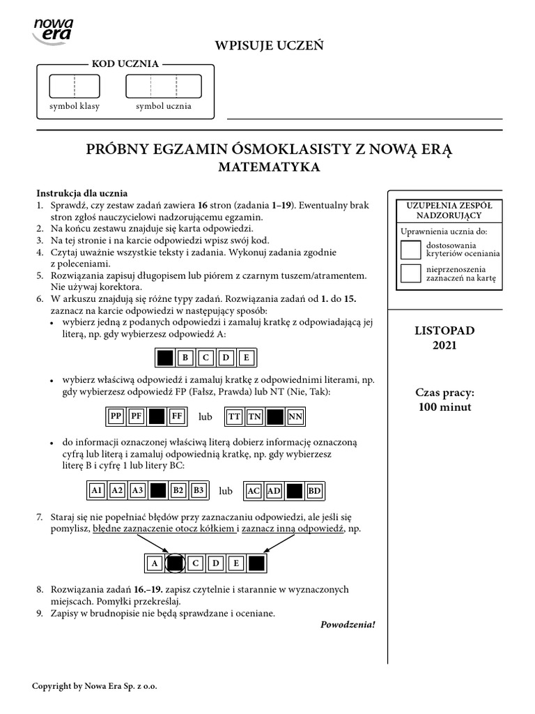 Arkusz Matematyka E8 2021 | PDF