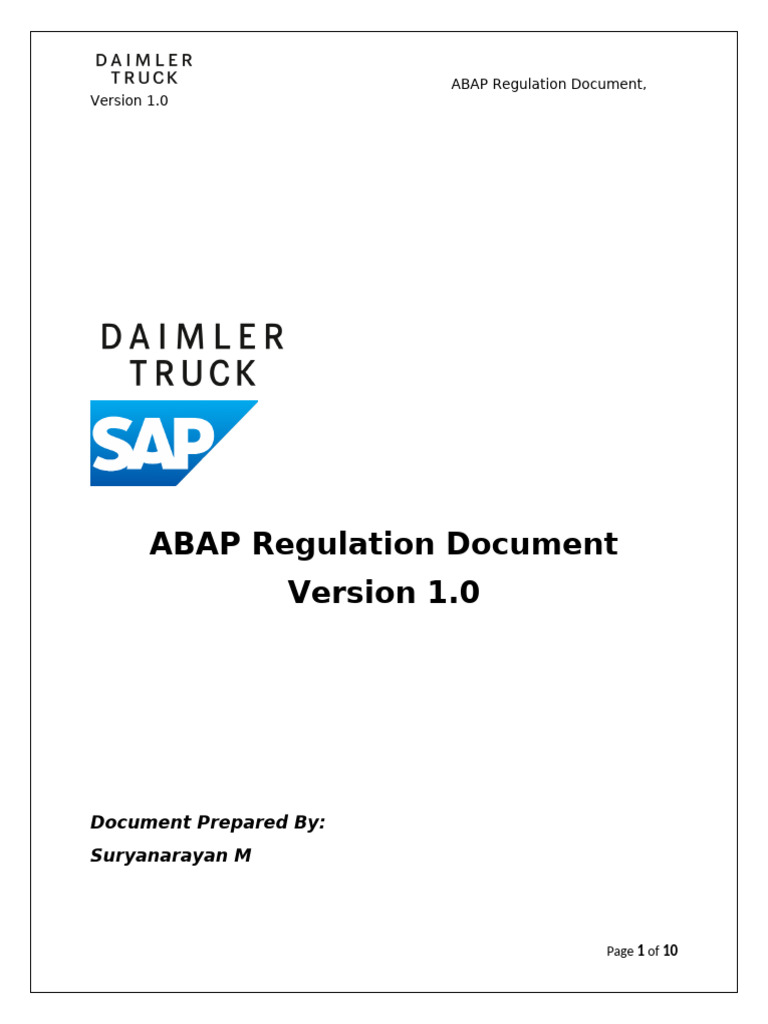 ABAP Regulation Document | PDF | Software Engineering | Computer Engineering