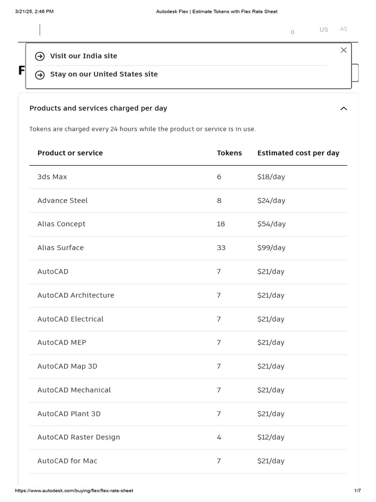 Autodesk Flex - Estimate Tokens With Flex Rate Sheet | PDF | Autodesk