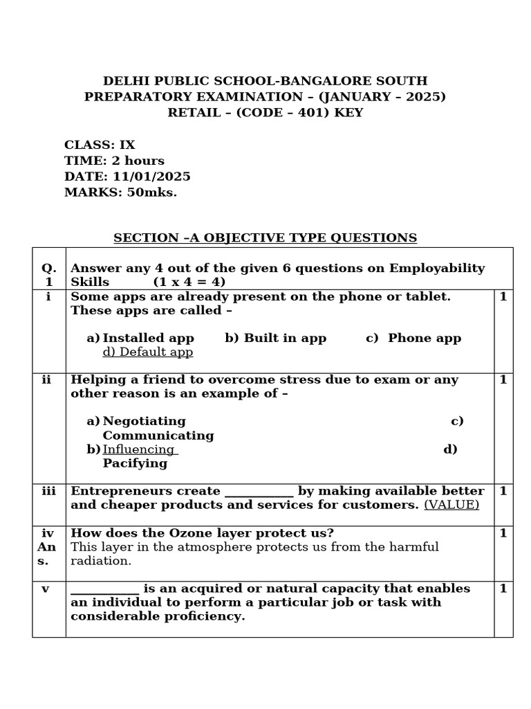 Class 9 Retail Exam Key 2025 | PDF | Retail | Receipt