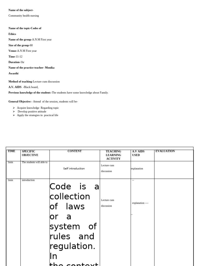 Code of Ethics Lesson 3ANM | PDF | Morality | Autonomy