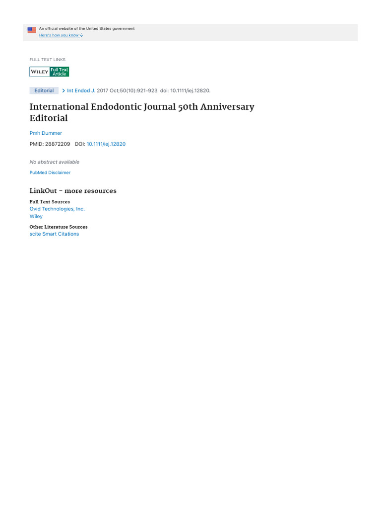 International Endodontic Journal Editorial | PDF