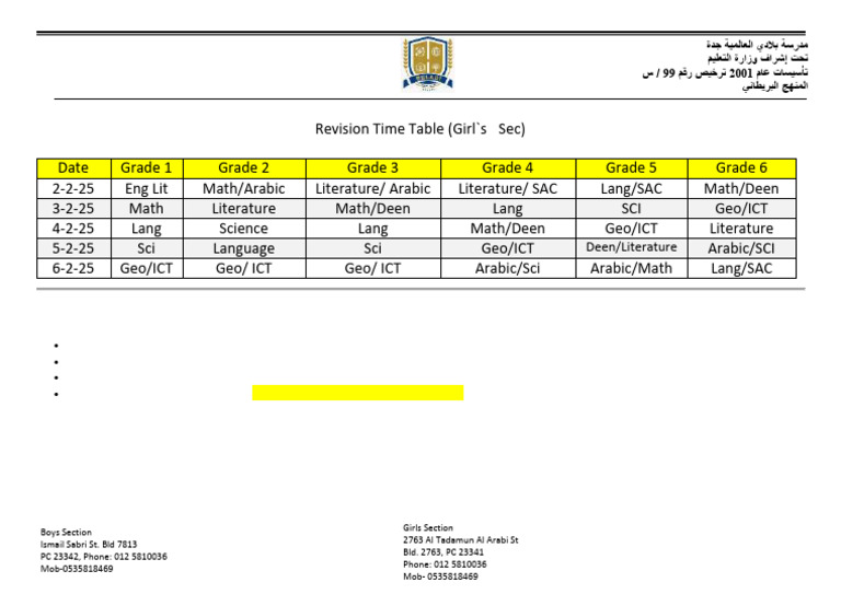 Revision Timetable | PDF