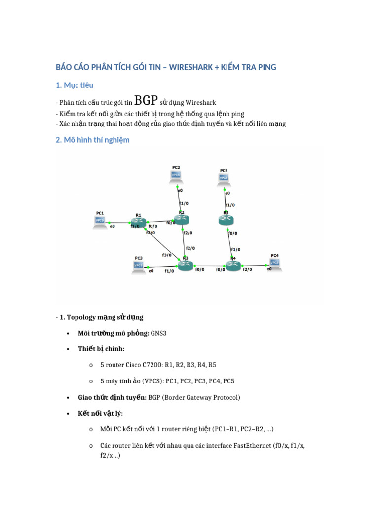 Bao Cao Phan Tich Goi Tin Wireshark | PDF