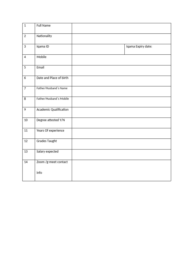 Teacher`s Interview Form | PDF