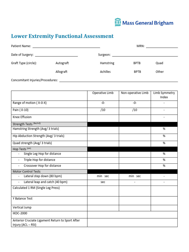 Functional Movement Assessment Lower Extremity | PDF | Knee ...