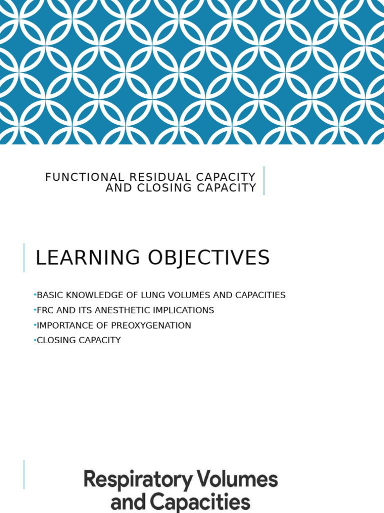 2.functional Residual Capacity and Closing Capacity | PDF