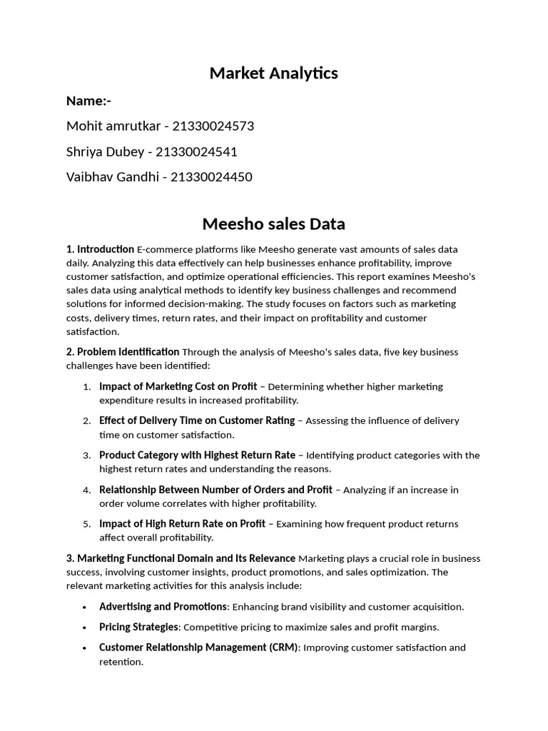Meesho Sales Data Analytics Report | PDF | Marketing | Marketing Strategy