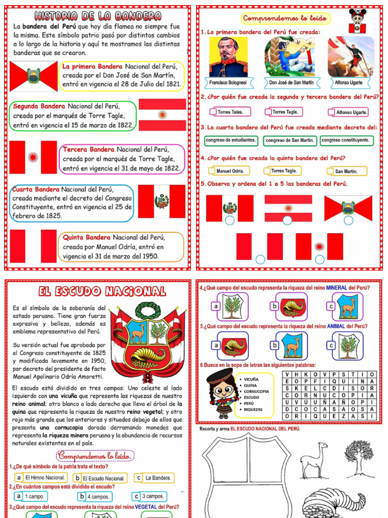 FICHA DE COMUNICACIÓN (Plan lector) Los simbolos patrios | PDF