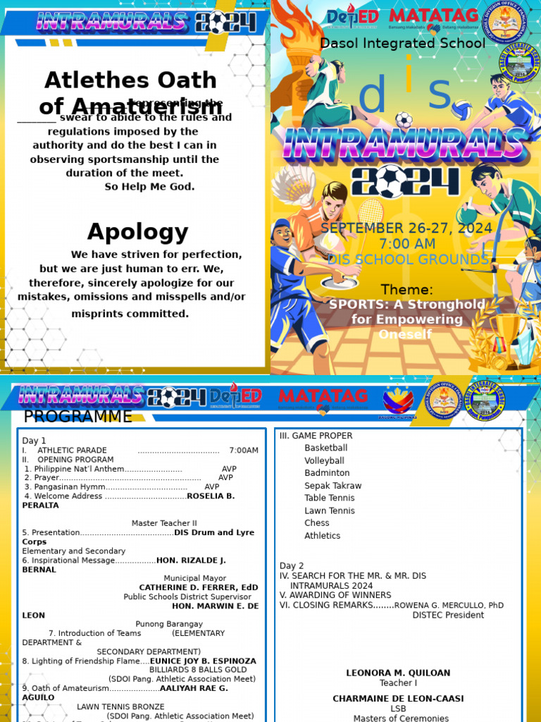DIS Intramurals 2024 Program Schedule | PDF | Games Of Physical Skill ...