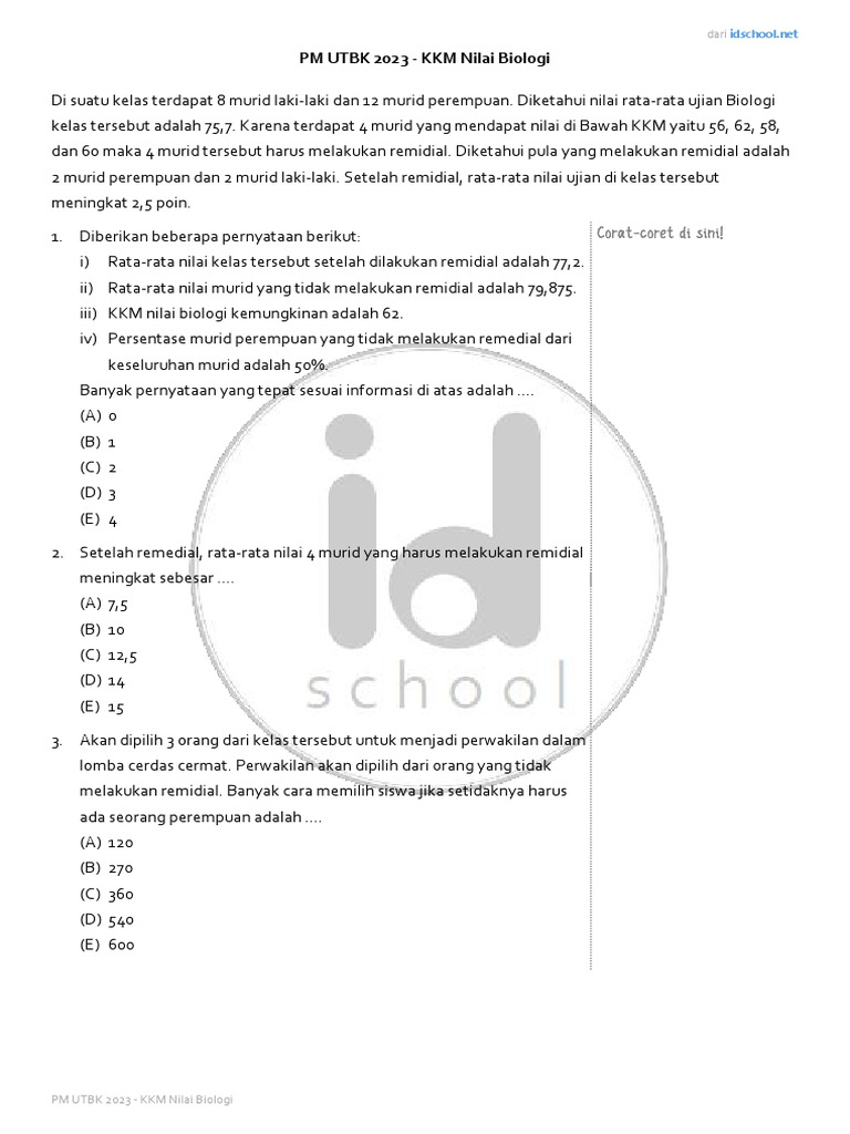 Pm Utbk 2023 - Kkm Nilai Biologi | PDF