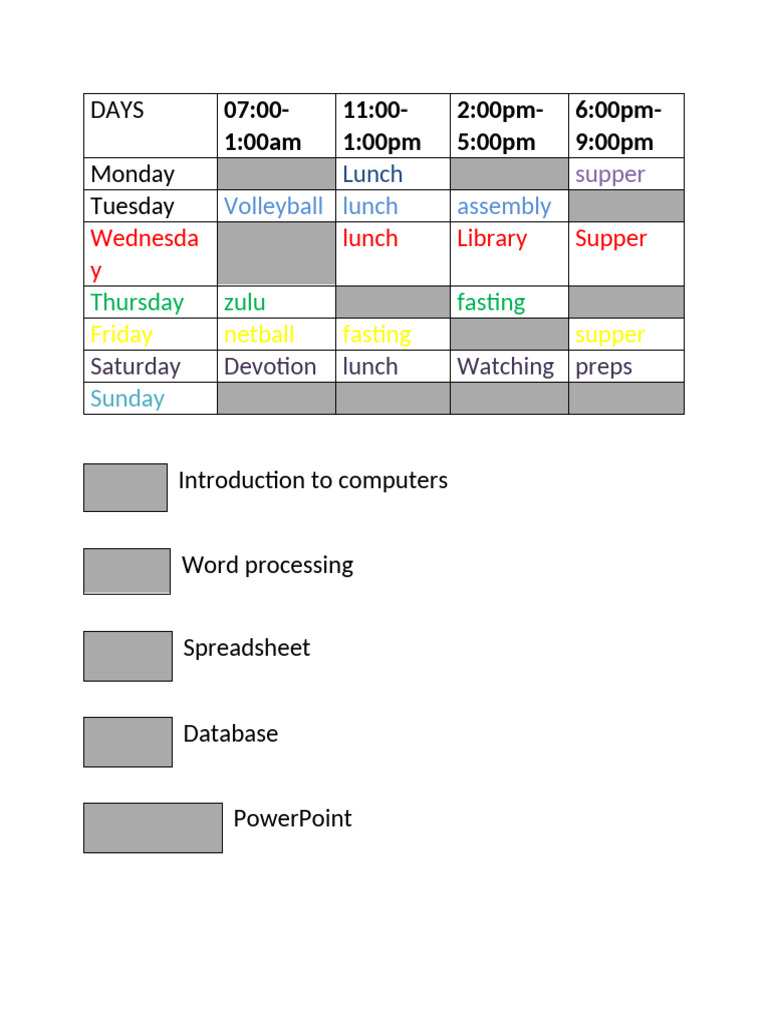 Days Monday Tuesday: Wednesda y Lunch Library Supper | PDF