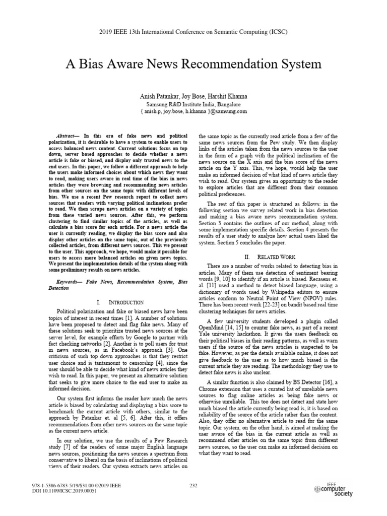 Bias Aware News Recommendation System | PDF | Wikipedia