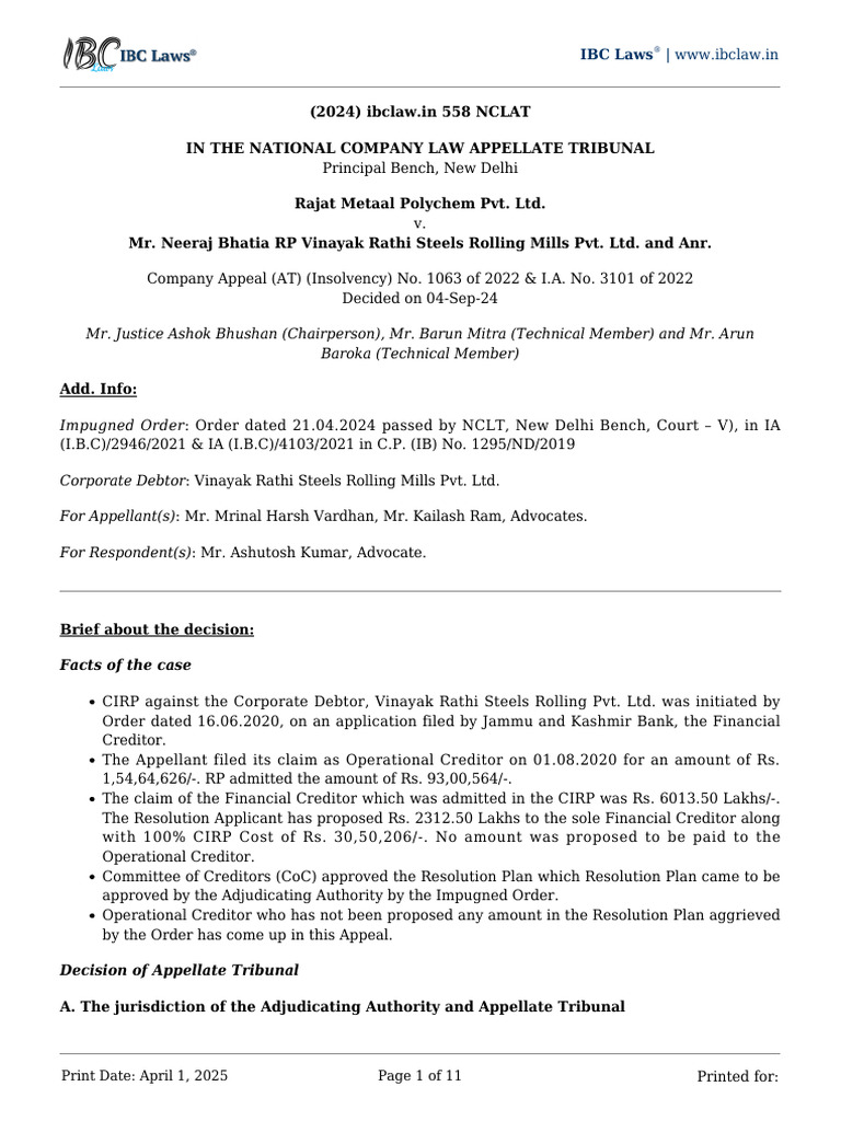 rajat-metaal-polychem-pvt-ltd-vs-mr-neeraj-bhatia-rp-vinayak-rathi ...