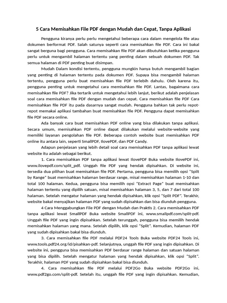 5 Cara Memisahkan File PDF Dengan Mudah Dan Cepat | PDF