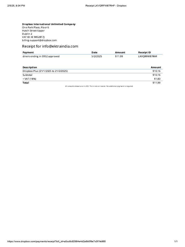 Dropbox - Receipt | PDF