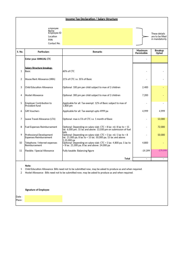 Salary Structure Breakdown 2025-26 | PDF | Public Finance | Taxation