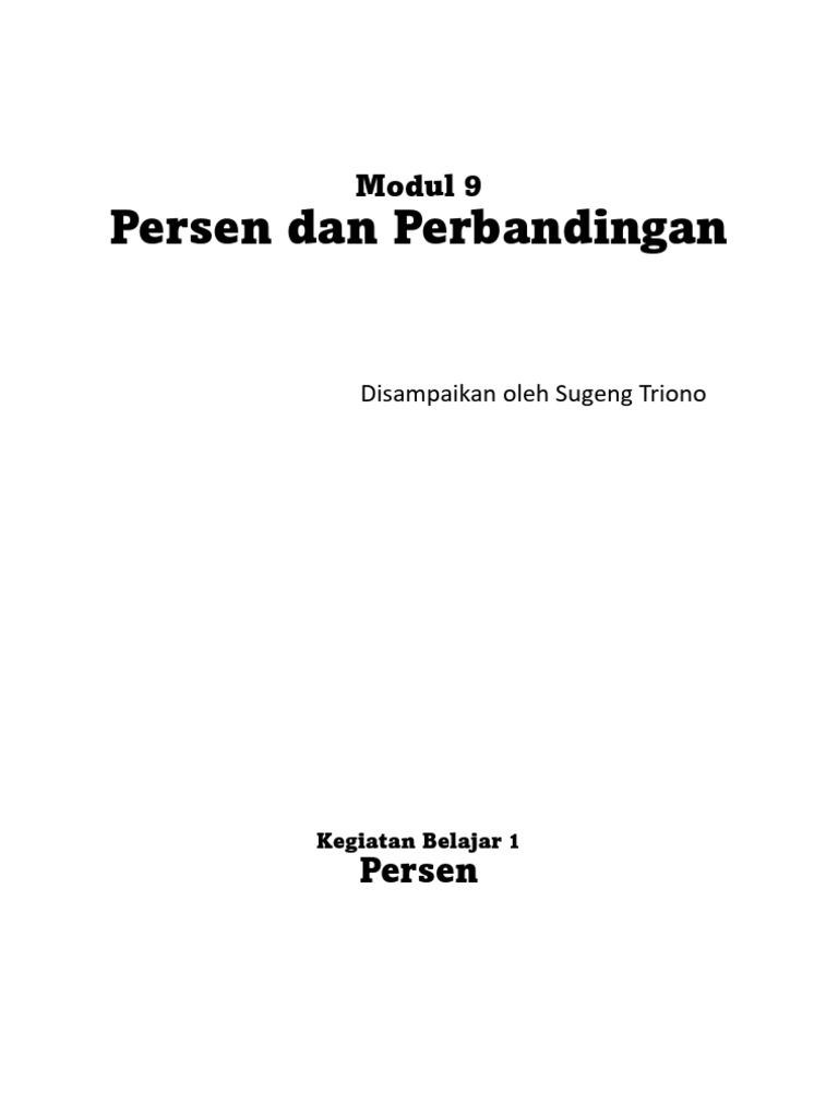 Modul 9 Persen Dan Perbandingan | PDF
