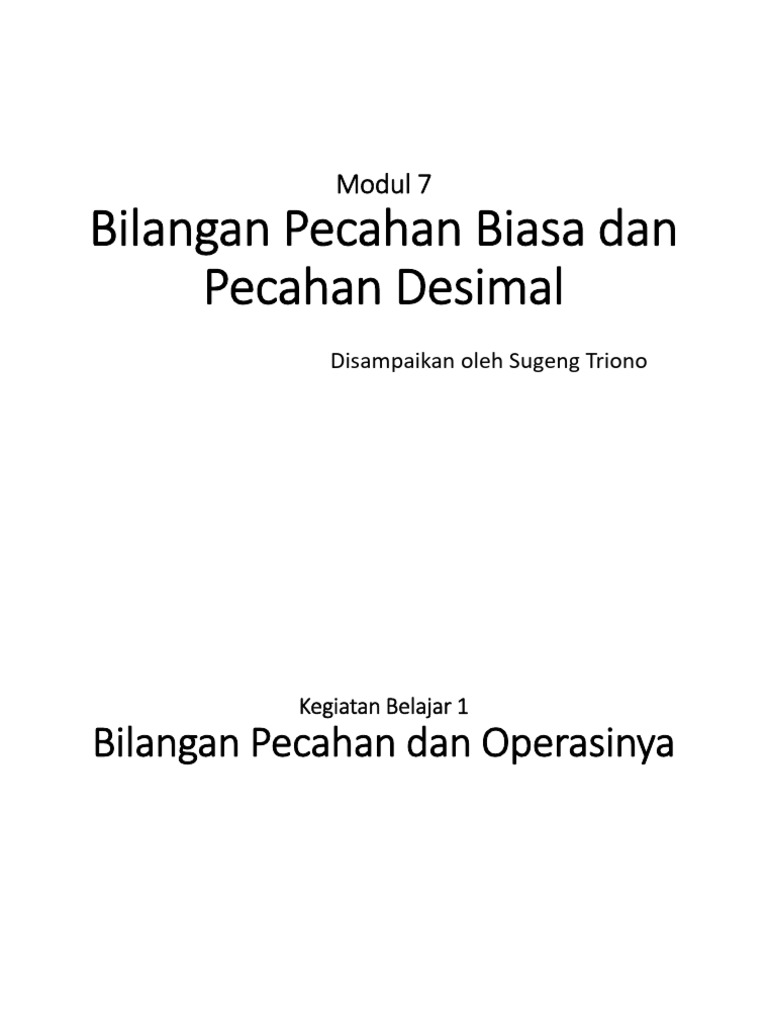 Bilangan Pecahan: Jenis dan Operasi | PDF