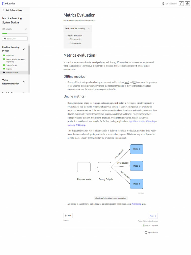 5- Metrics Evaluation - Machine Learning System Design | PDF