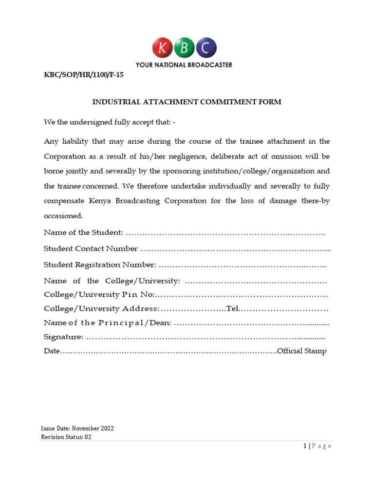 Attachment Commitment Form | PDF
