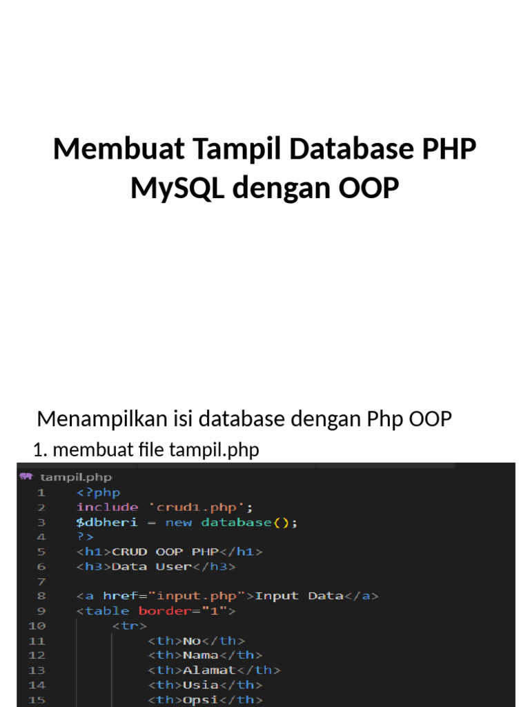 Membuat Tampil Database OOP | PDF