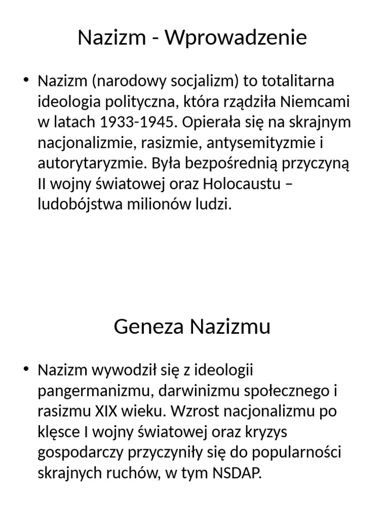 Nazizm Prezentacja Kompletna | PDF