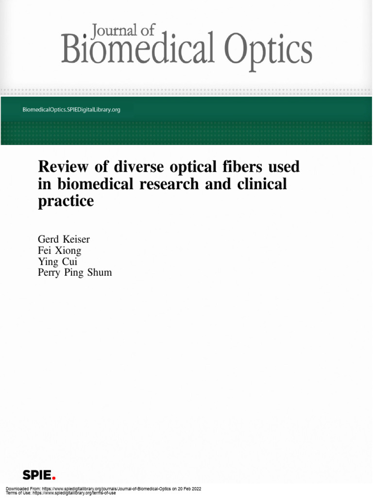 Optical Fibers in Biomedical Applications | PDF | Optical Fiber ...