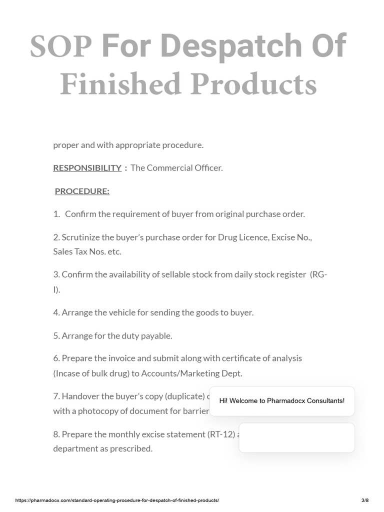 SOP Despatch | PDF