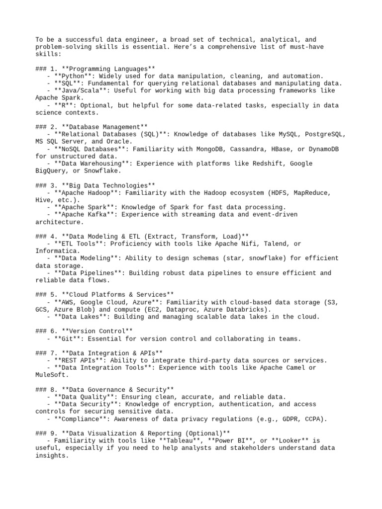 Data Engineer Role and Responsibilities | PDF | Apache Spark | Cloud Computing