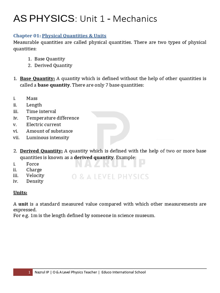 Physical Quantities and Units Explained | PDF | Quantity | Physical ...