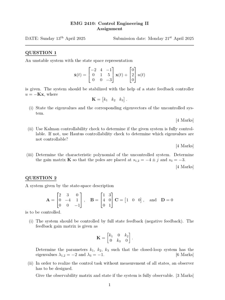 Assigment 1 - 250414 - 115335 | PDF | Eigenvalues And Eigenvectors | Mathematical Analysis