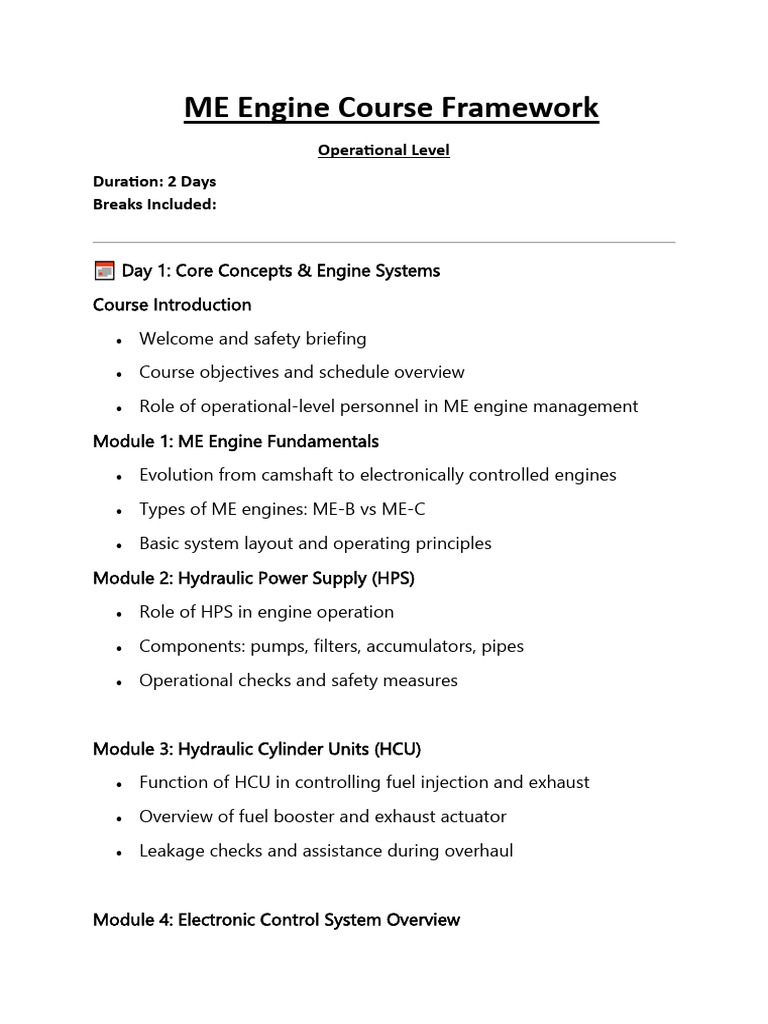 ME Engine Management Course Overview | PDF