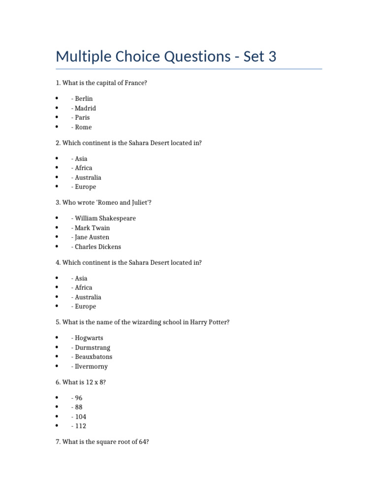 Multiple_Choice_Questions_Set_3 | PDF