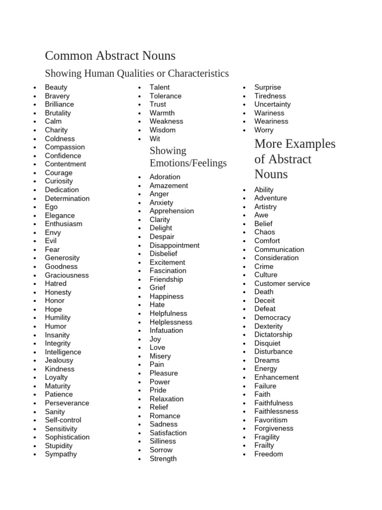 Understanding Abstract Nouns: Courage & Compassion | PDF | Courage ...