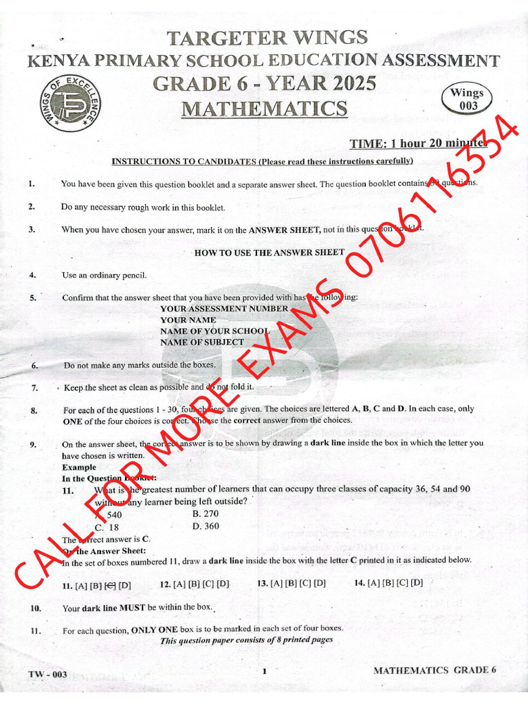 Targeter Wings 003 Maths Grade 6 | PDF