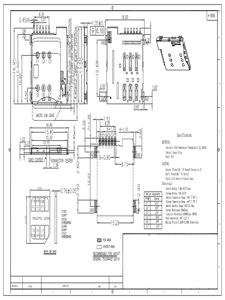 6 Pin Push Push Micro Sim Card Holder Type 1 | PDF
